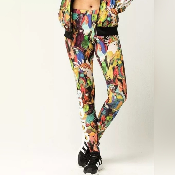 adidas | Pants & Jumpsuits | Adidas X Farm Rio Passaredo Parrot Print ...